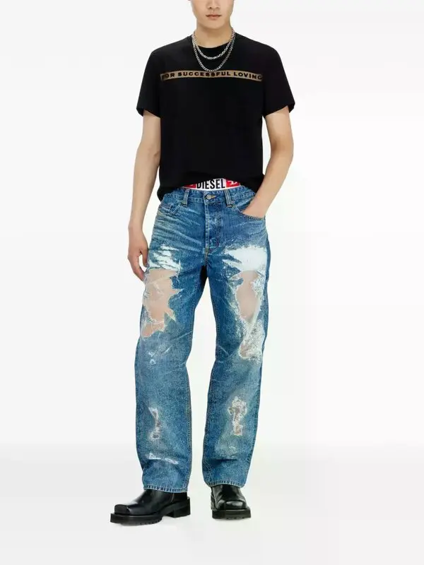 DIESEL® Logo-print Sheer-panel T-shirt - Black