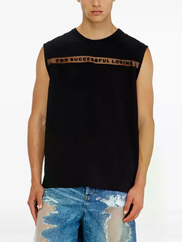 DIESEL® Sleeveless Slogan Print T-shirt