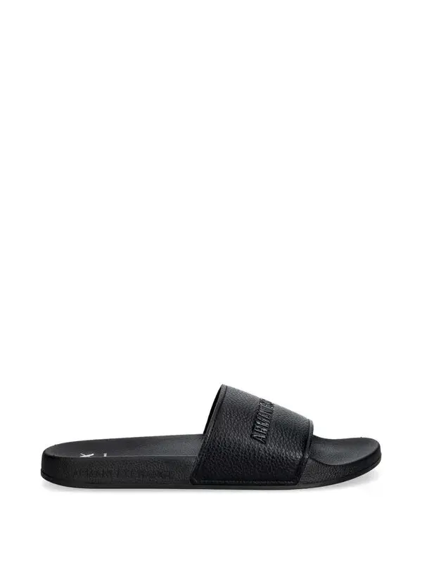 Armani Exchange Grained Leather Slides