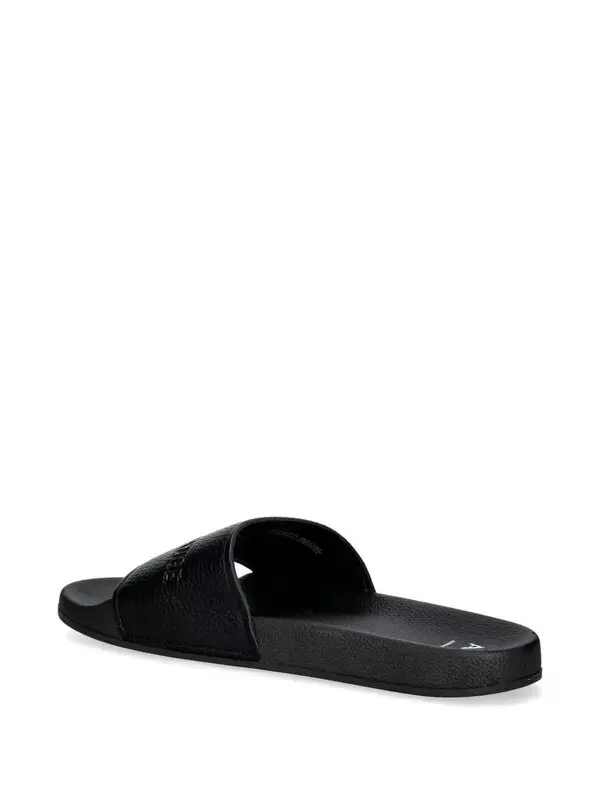 Armani Exchange Grained Leather Slides