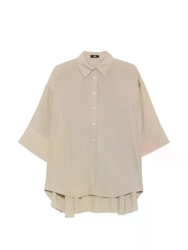 ELEH Pinstripe Pattern Crinkled Finish Oversized Shirt - Neutrals
