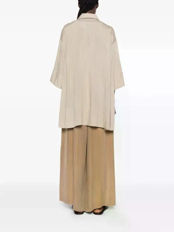 ELEH Pinstripe Pattern Crinkled Finish Oversized Shirt