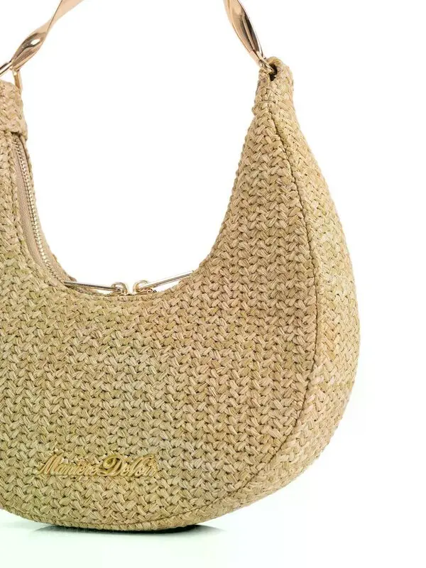 Manière De Voir Raffia Crescent Bag With Twisted Handle