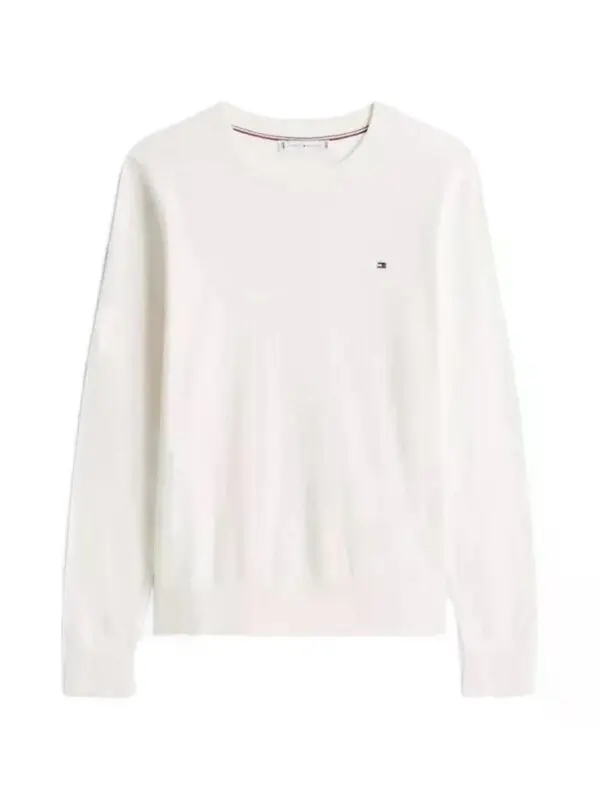 Tommy Hilfiger Embroidered Crew Neck Sweater - White