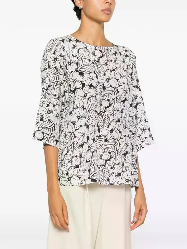 Max Mara Silk Floral Print Blouse