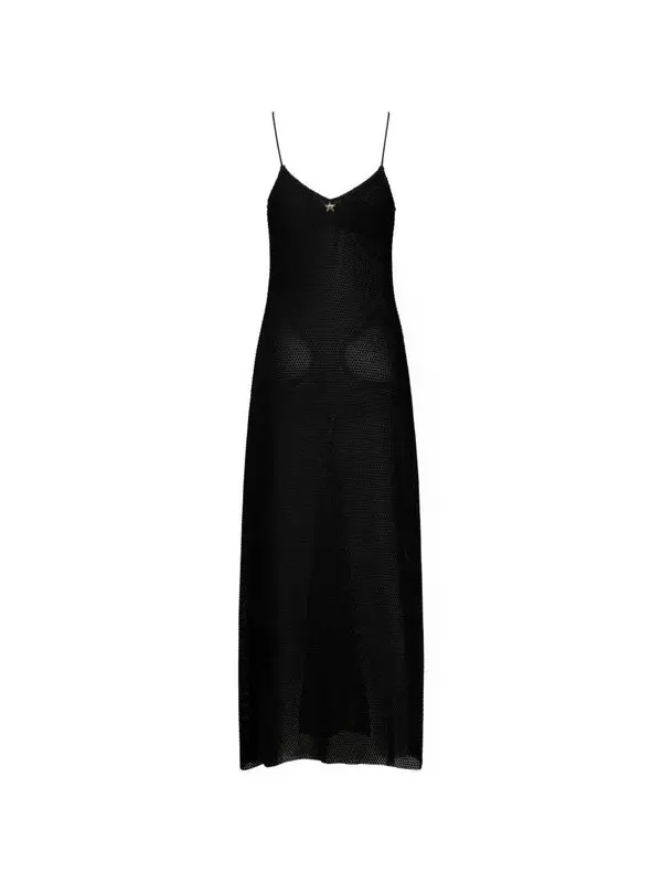 PIN-UP STARS Long Crochet Knit Spaghetti Strap Dress