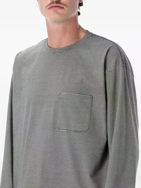 STILL BY HAND Stripeded Chest-pocket T-shirt
