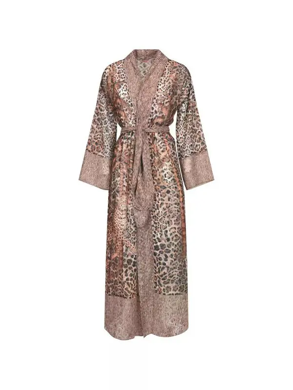 PIN-UP STARS Wild Leopard-print Belted Robe - Neutrals