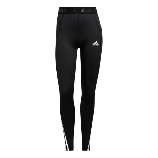 Adidas High Waist Elastic Stripe Training Leggings - Default Color
