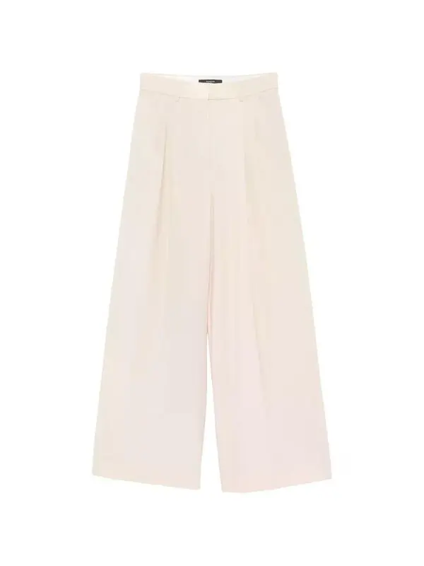 Max Mara Beige Pleated Wide-leg Trousers - Neutrals