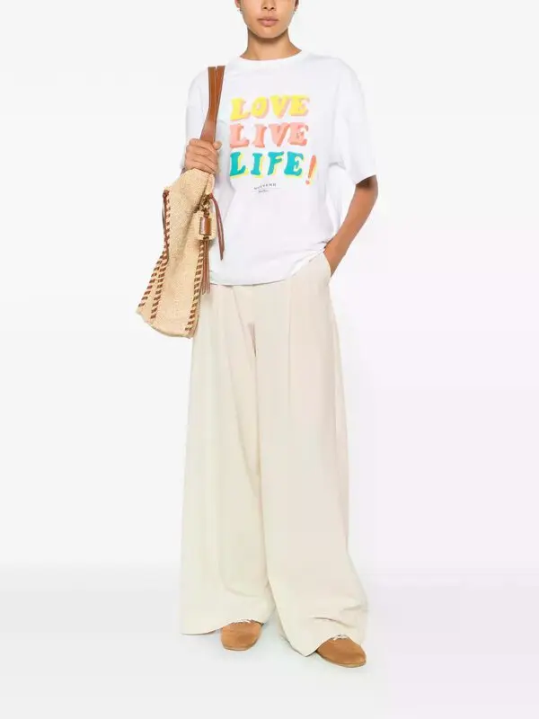 Max Mara Beige Pleated Wide-leg Trousers