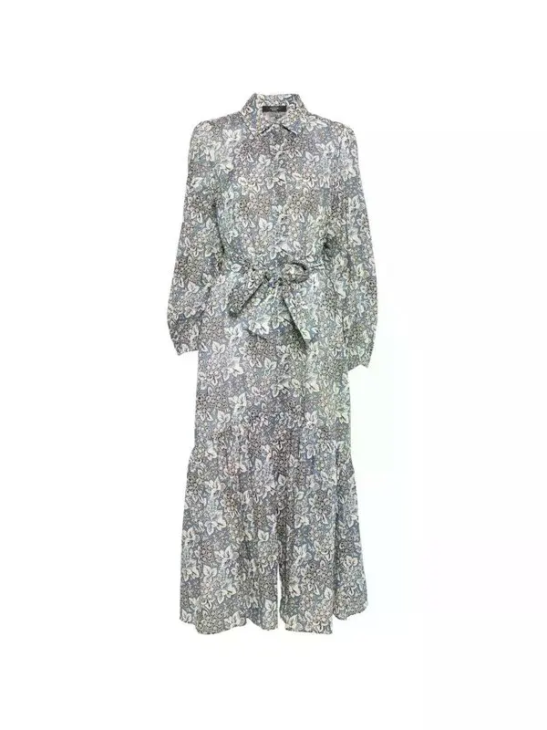 Max Mara Floral Print Midi Shirt Dress - Blue