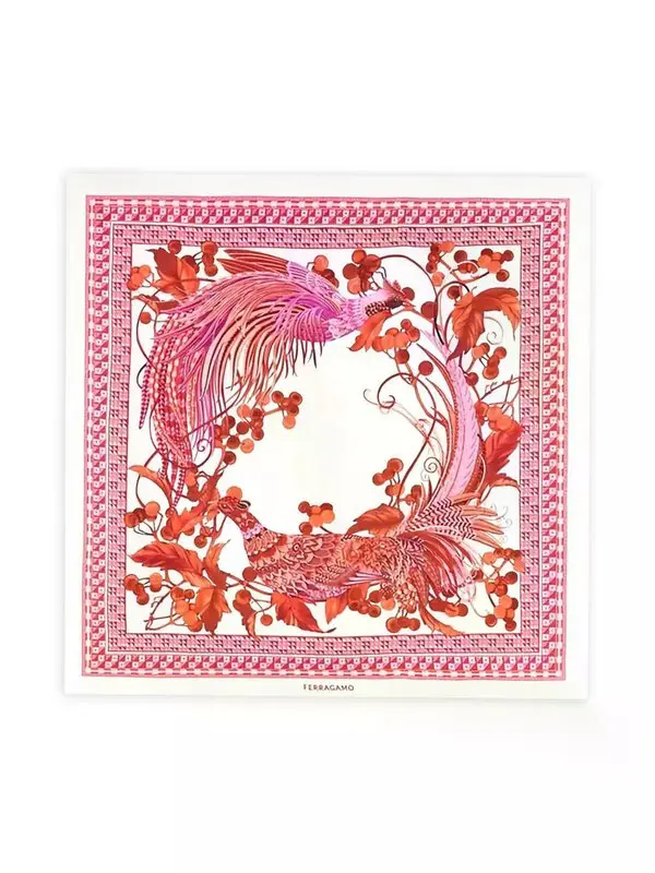 FERRAGAMO Bird-print Silk Scarf