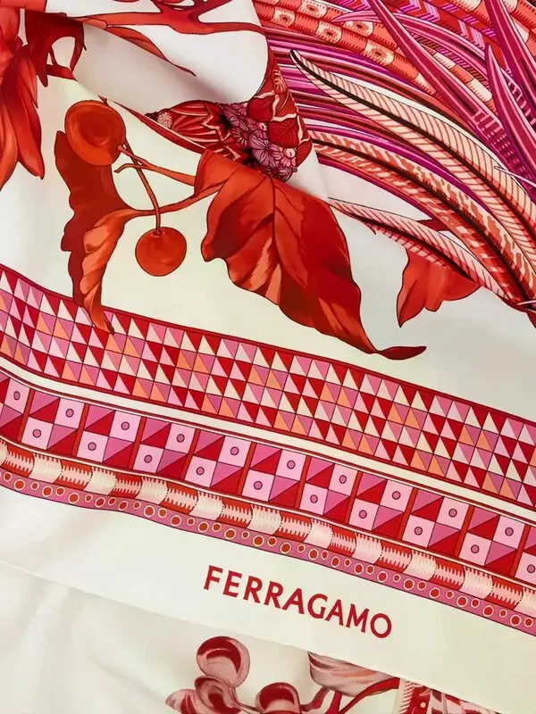 FERRAGAMO Bird-print Silk Scarf