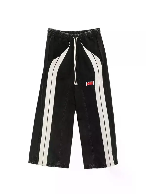 RIVINGTON ROI REBIS Logo-patch Side-stripe Cotton Track Pants - Black