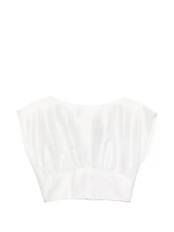 LEEN MOUGRHABI Isla Boat-neck Crop Top - White