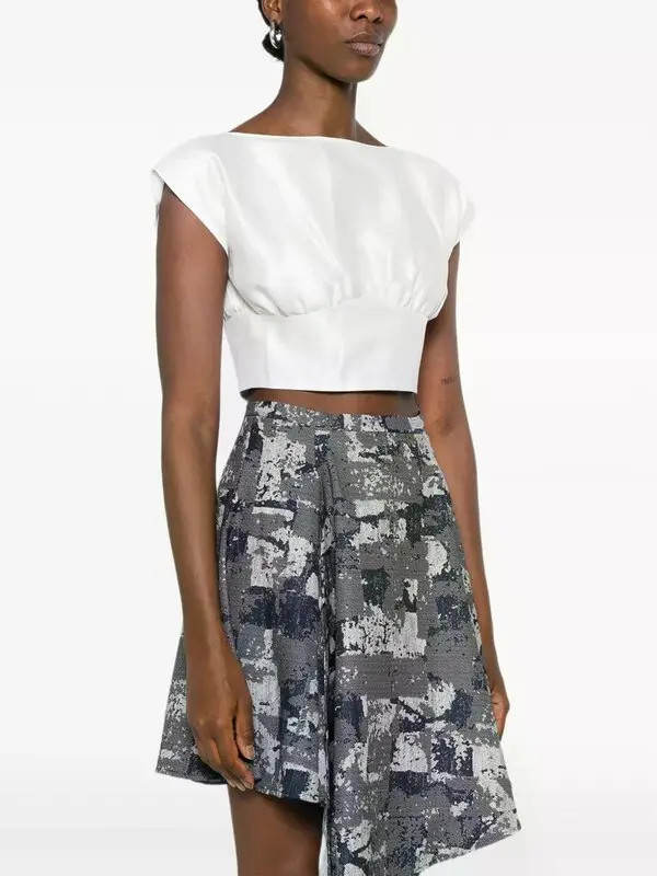 LEEN MOUGRHABI Isla Boat-neck Crop Top