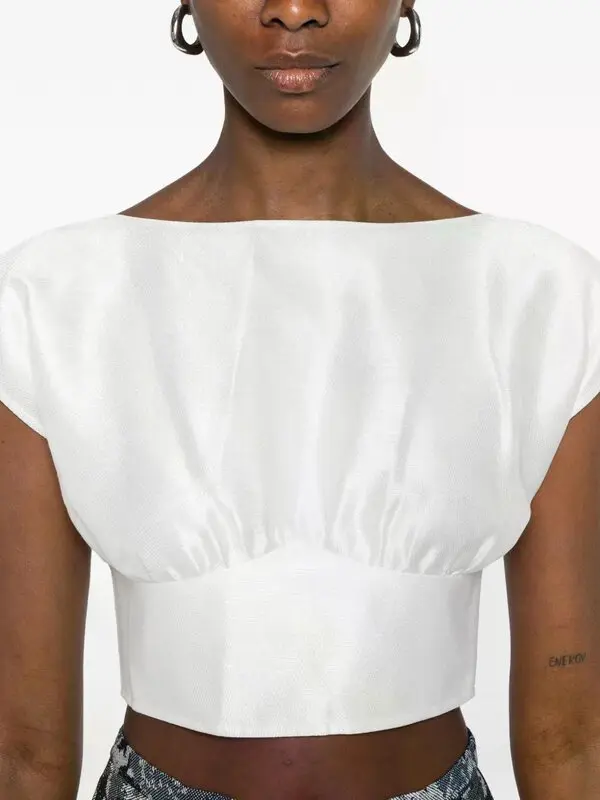 LEEN MOUGRHABI Isla Boat-neck Crop Top