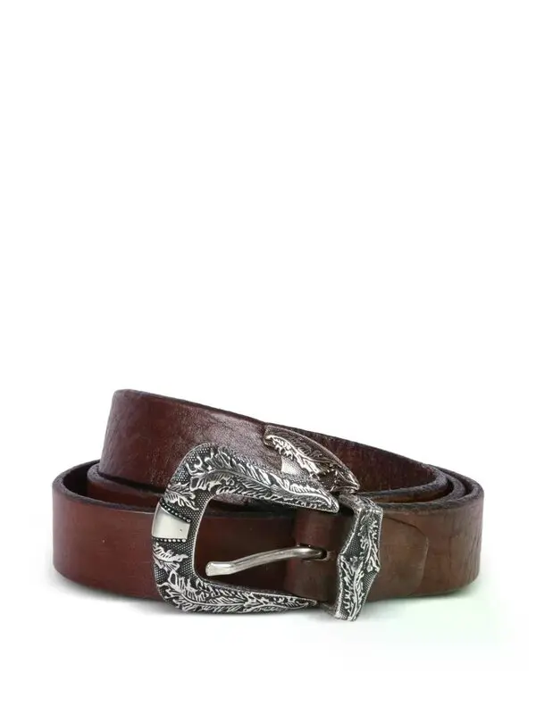 ALBERTO LUTI Engraved Western-style Belt - Brown