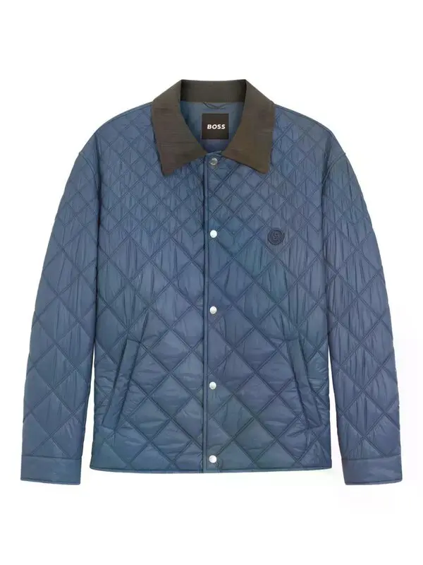 BOSS Quilted Collared Jacket - Blue