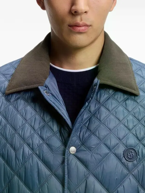 BOSS Quilted Collared Jacket - Blue