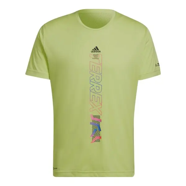 Adidas Contrasting Colors Alphabet Printing Round Neck Short Sleeve Green - Default Color
