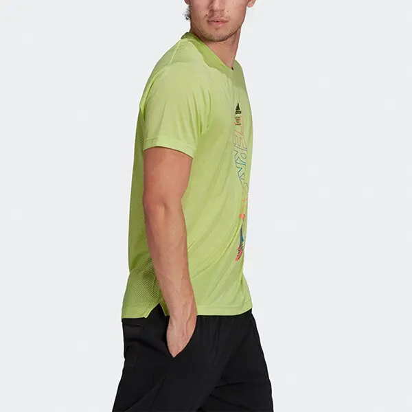 Adidas Contrasting Colors Alphabet Printing Round Neck Short Sleeve Green