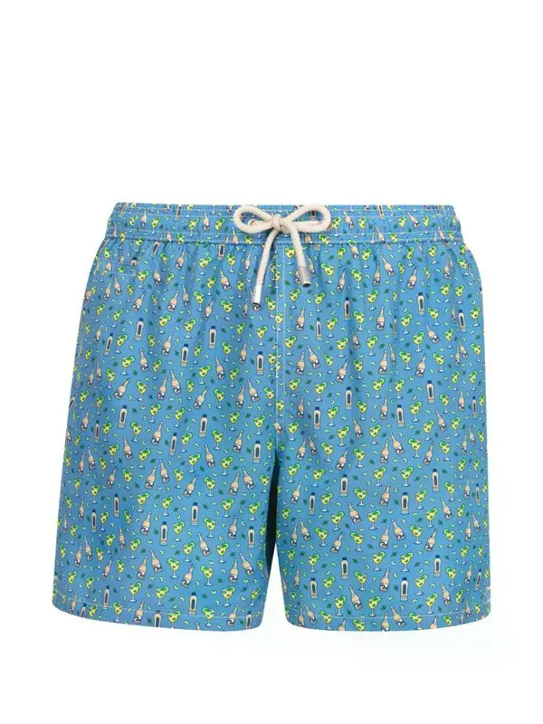 MC2 SAINT BARTH Cocktail-print Swim Shorts - Blue