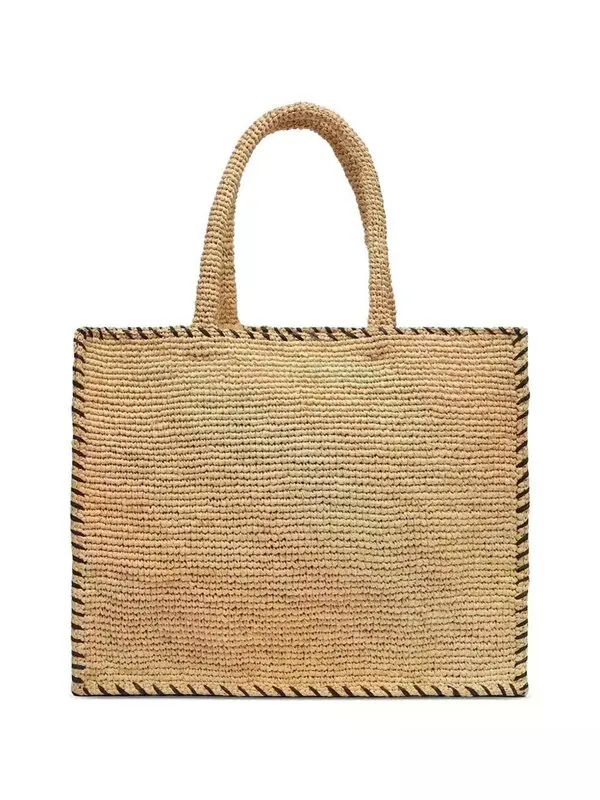 MC2 SAINT BARTH Embroidered Raffia Tote Bag