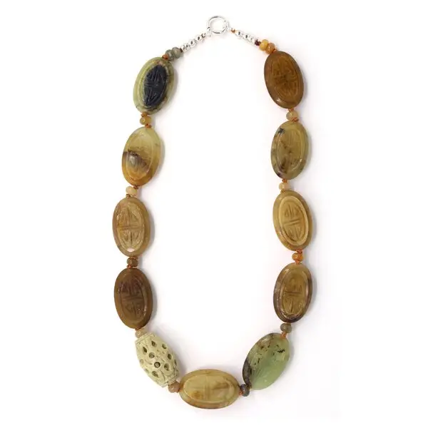SHAR OKE Serpentine And Carnelian Necklace With Sterling Silver Details - Brown/silver