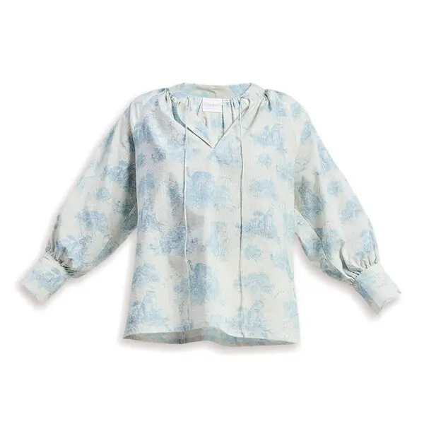 REISTOR Relaxed-fit Animal Print Shirt With Drawstring Detail - Blue