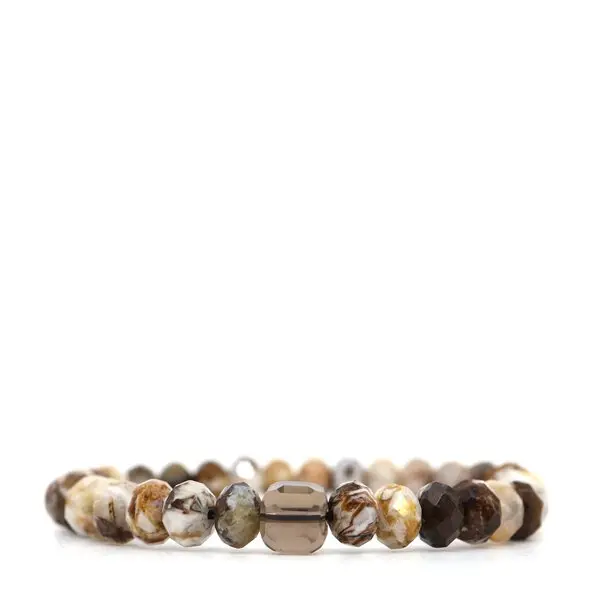 SHAR OKE Smoky Quartz And Petrified Wood Opal Jasper Bracelet - Brown/white