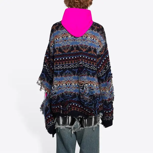 Balenciaga Destroyed Fair Isle Wool-blend Jumper
