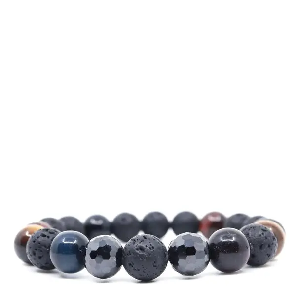 SHAR OKE Beaded Gemstone Bracelet - Blue/brown/black