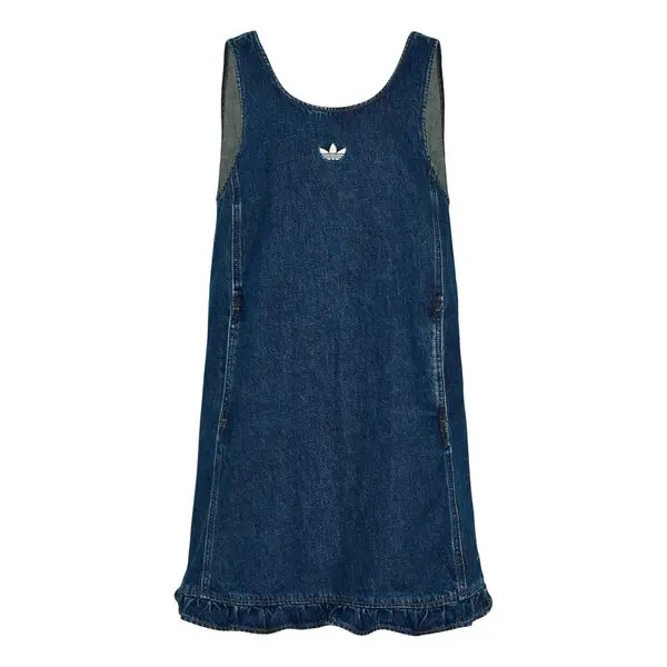 Adidas Denim Dress With Ruffled Hem - Blue Denim
