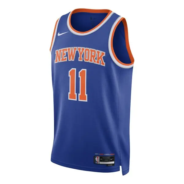Nike Dri-fit Nba Jalen Brunson New York Knicks Icon Edition Swingman Jersey - Rush Blue