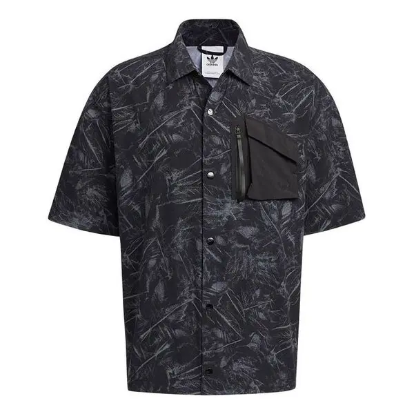 Adidas Originals Ss22 Full Print Pattern Casual Short Sleeve Black Shirt - Default Color