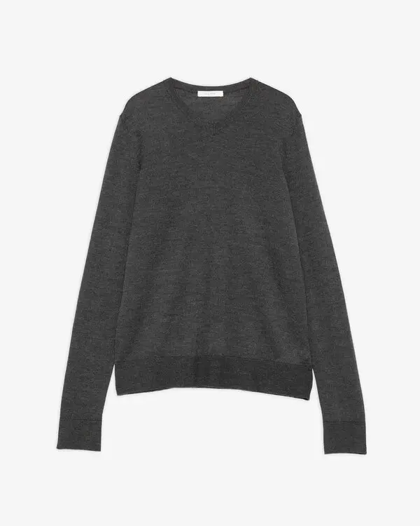 THE ROW Ondre Anthracite Cashmere V-neck Sweater - Grey