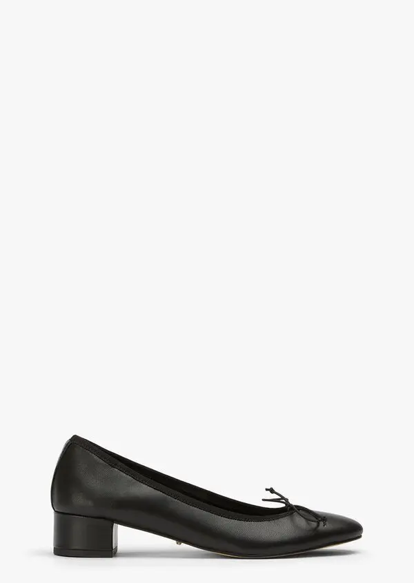 TONY BIANCO Maddi Leather Ballet Flat With Bow Detail - Black Nappa