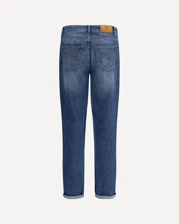 Brunello Cucinelli Cuffed Straight Leg Jeans - Blue