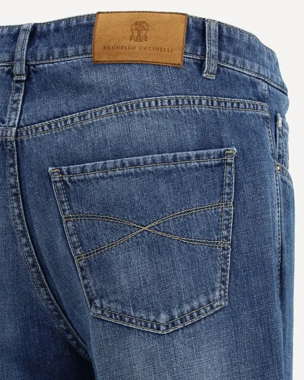 Brunello Cucinelli Cuffed Straight Leg Jeans - Blue