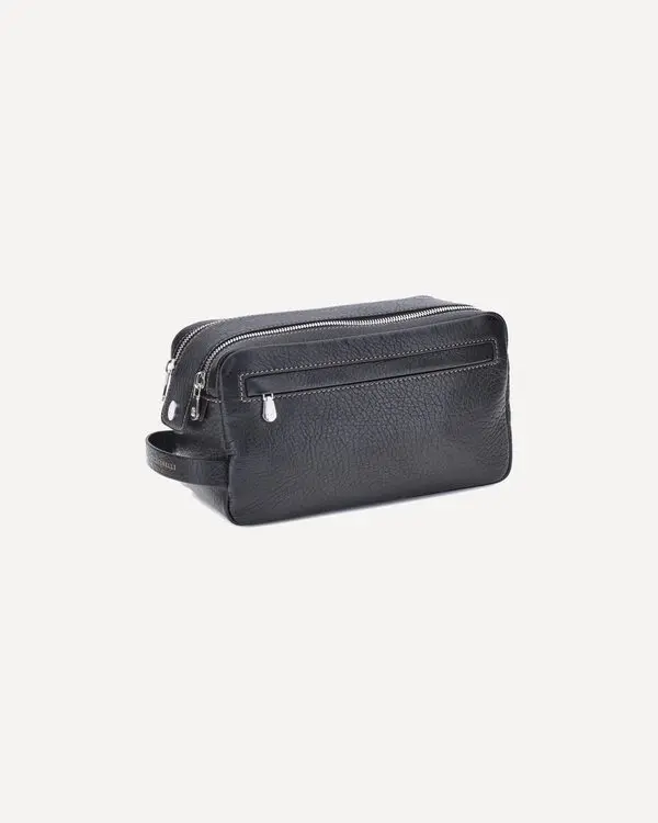 Brunello Cucinelli Pebbled Leather Beauty Case - Black