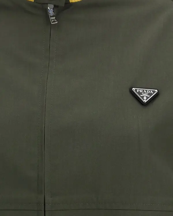 Prada Technical Canvas Blouson Jacket With Striped Detailing