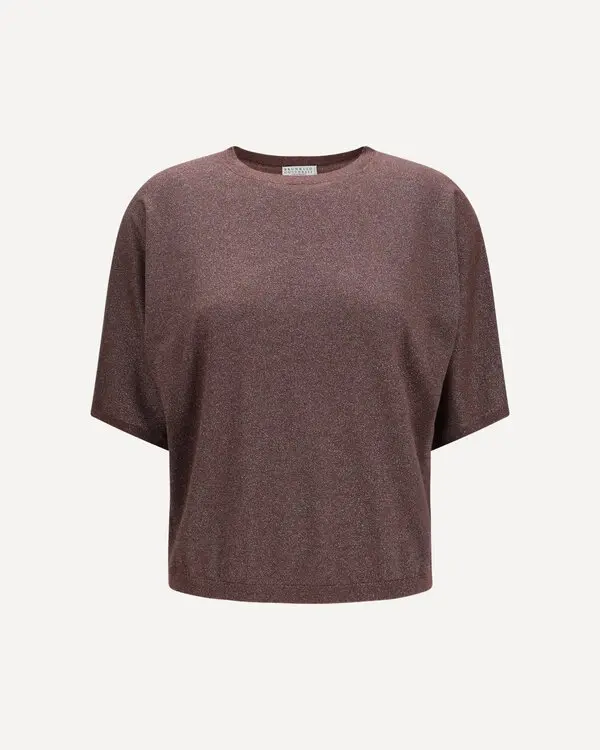 Brunello Cucinelli Short-sleeve Cashmere And Silk Sweater - Purple