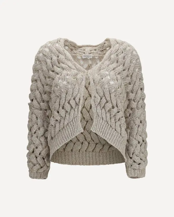 Brunello Cucinelli Openwork Sequin Cropped Cardigan