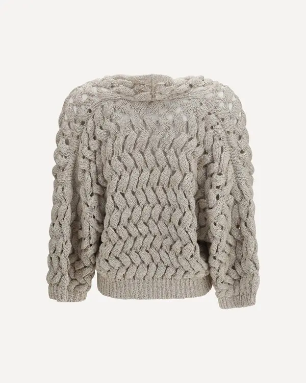 Brunello Cucinelli Openwork Sequin Cropped Cardigan