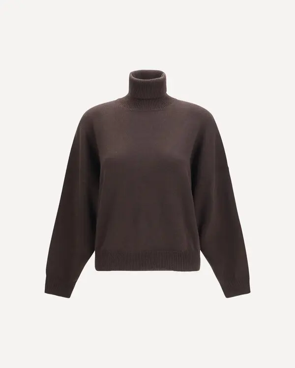 Brunello Cucinelli Cashmere Cropped Turtleneck Sweater - Brown