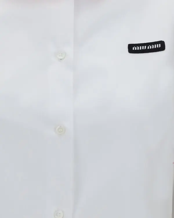 Miu Miu Embroidered Poplin Shirt With Scalloped Edges And Ruffles