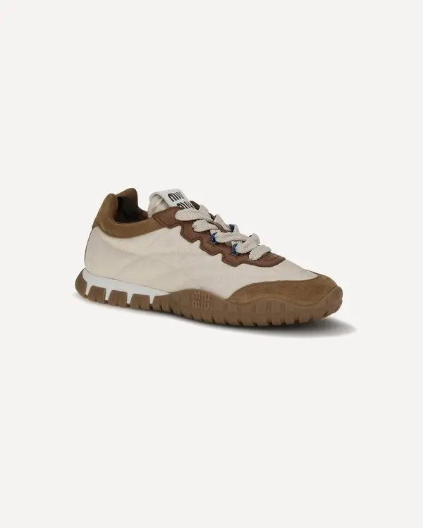 Miu Miu Fabric And Suede Lace-up Sneakers
