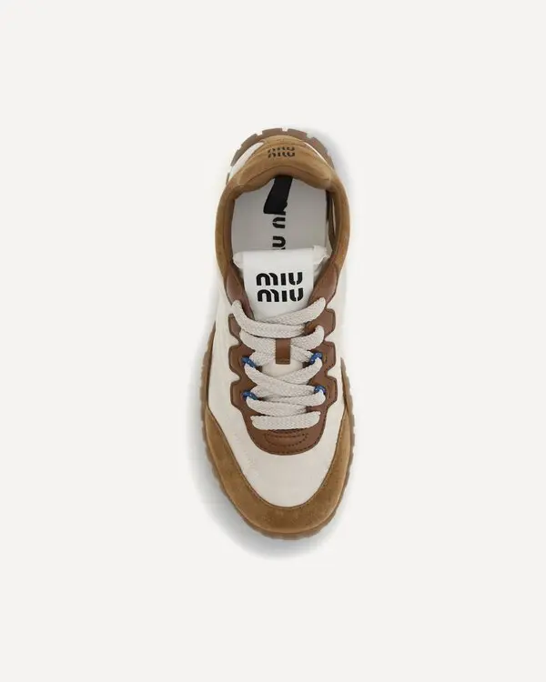 Miu Miu Fabric And Suede Lace-up Sneakers